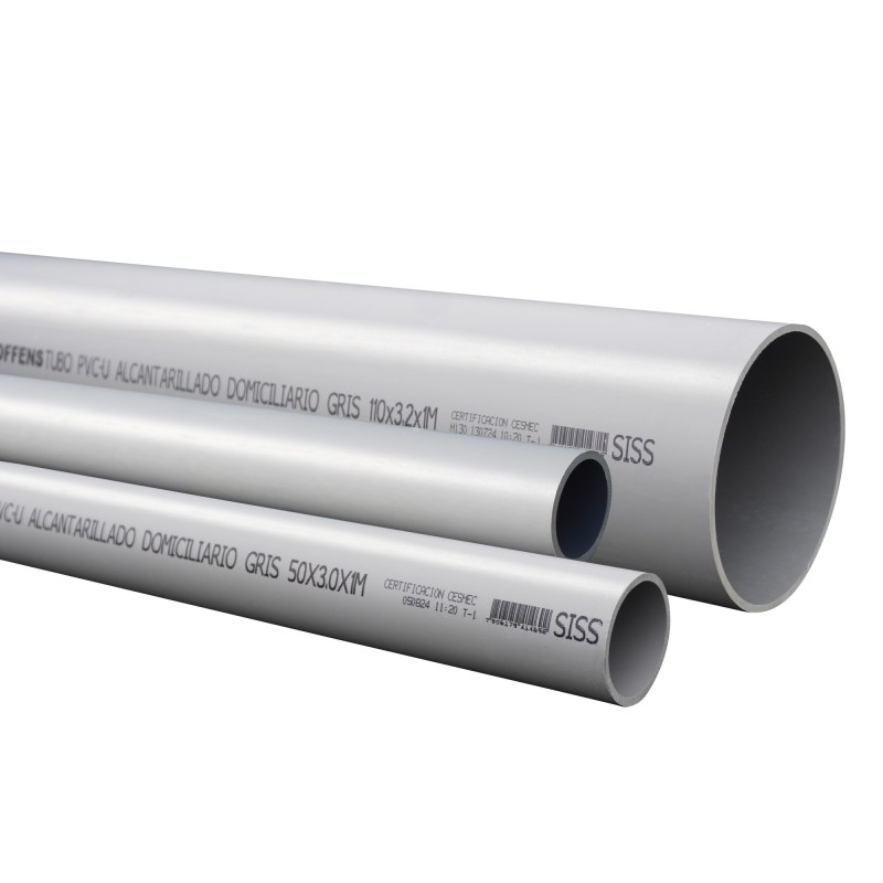 Tubo PVC-U para Alcantarillado Domiciliario Gris - 6 metros