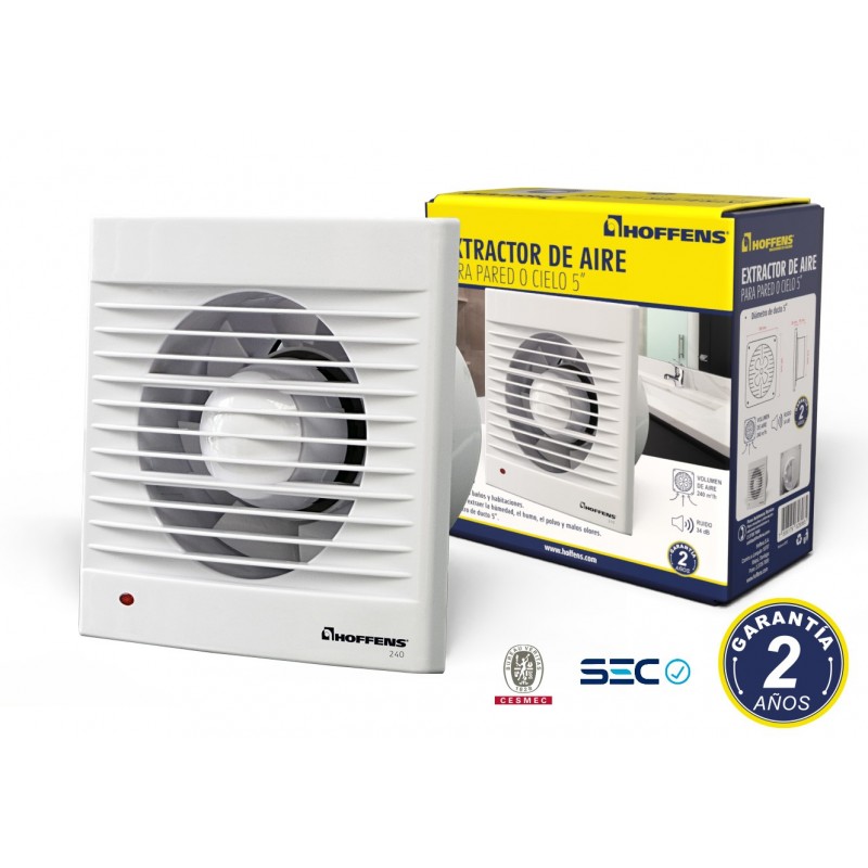 Extractor de aire para baño 240 m3/h, 16W, Dia. 120