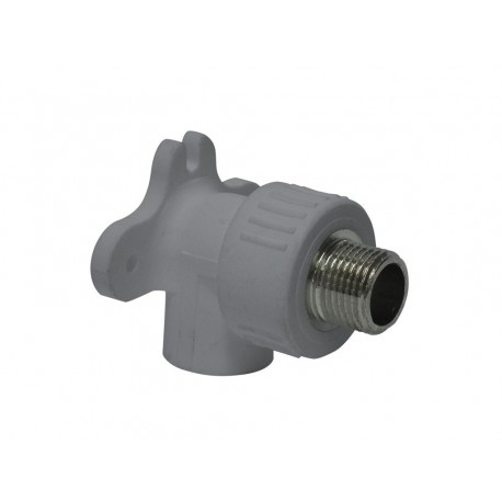 CODO 90° PP-R CON SOPORTE FUSIÓN/HE METÁLICO